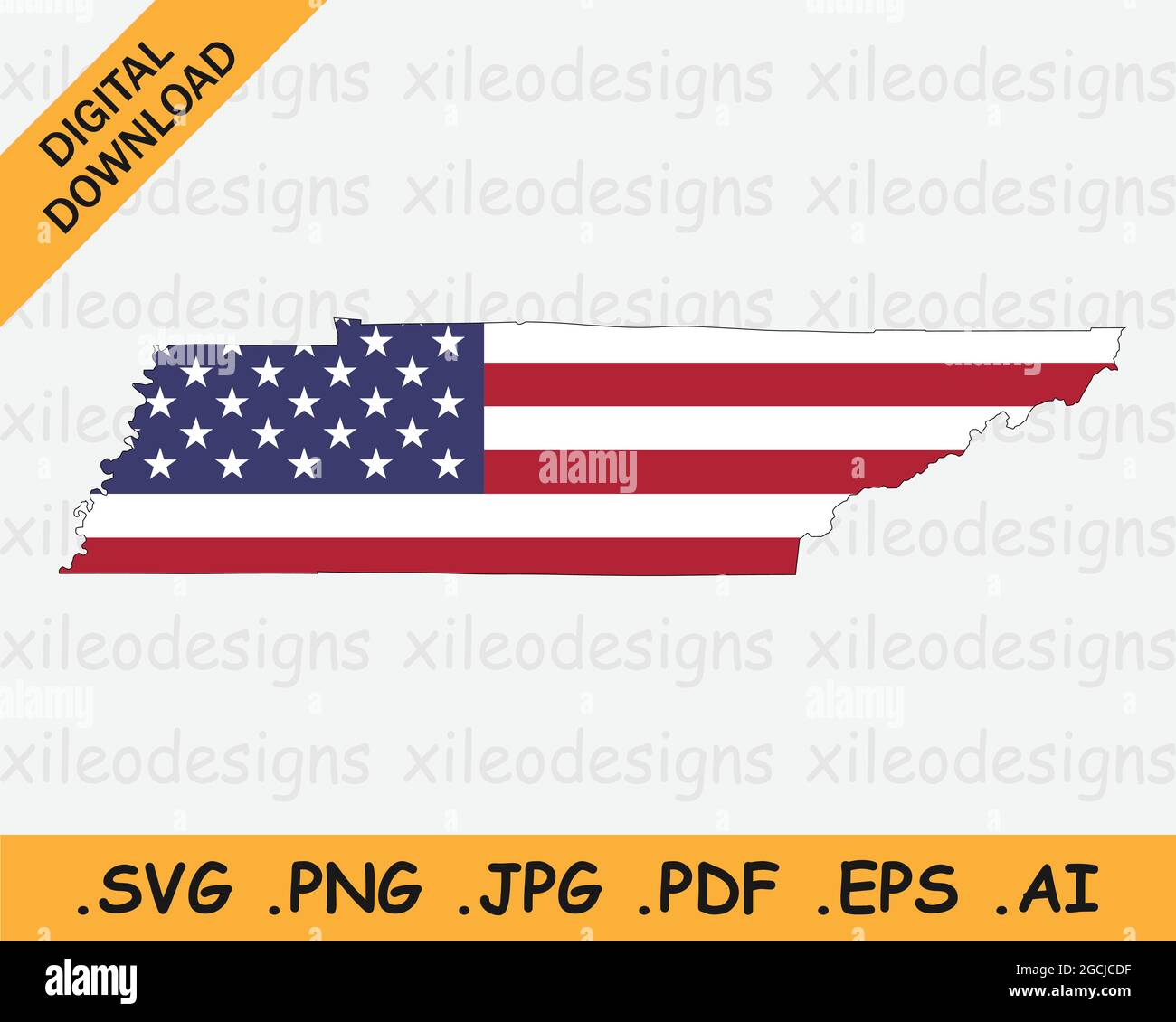 Tennessee Map on American Flag. TN, USA State Map on US Flag. EPS ...