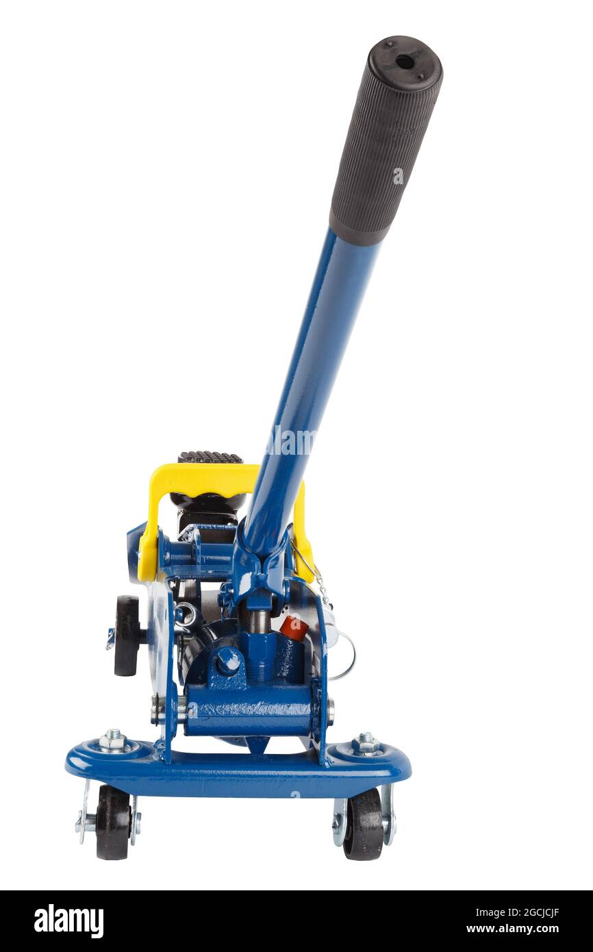 blue hydraulic car jack isolated on white background, 2 ton capacity ...