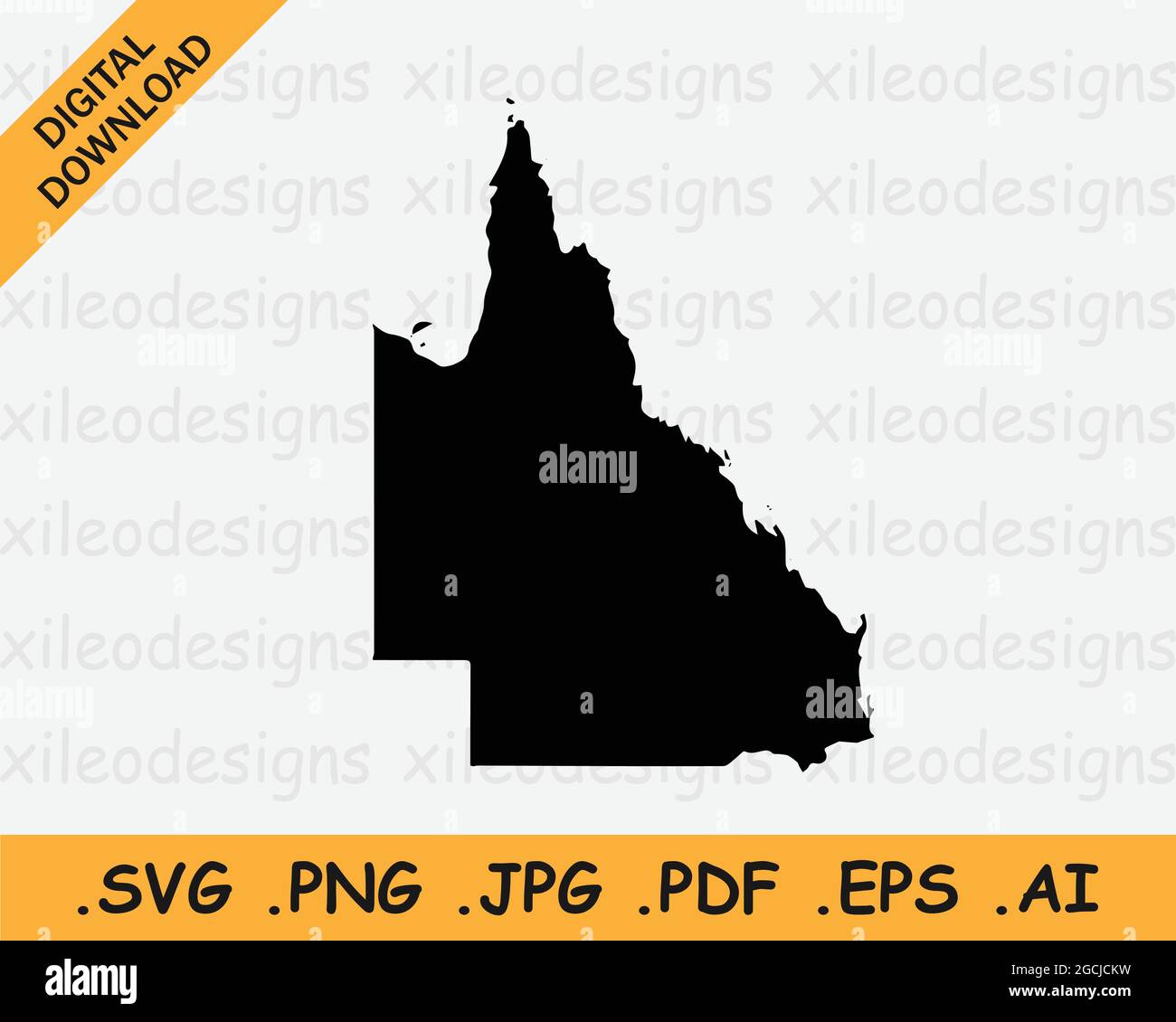 Queensland Australia Map Black Silhouette. QLD, Australian State Shape ...