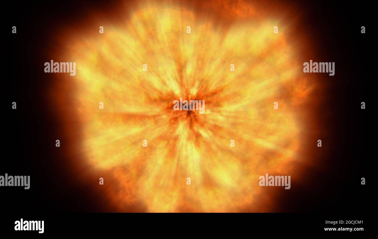 fire flame ball explosion in space, abstract illustration Stock Photo ...