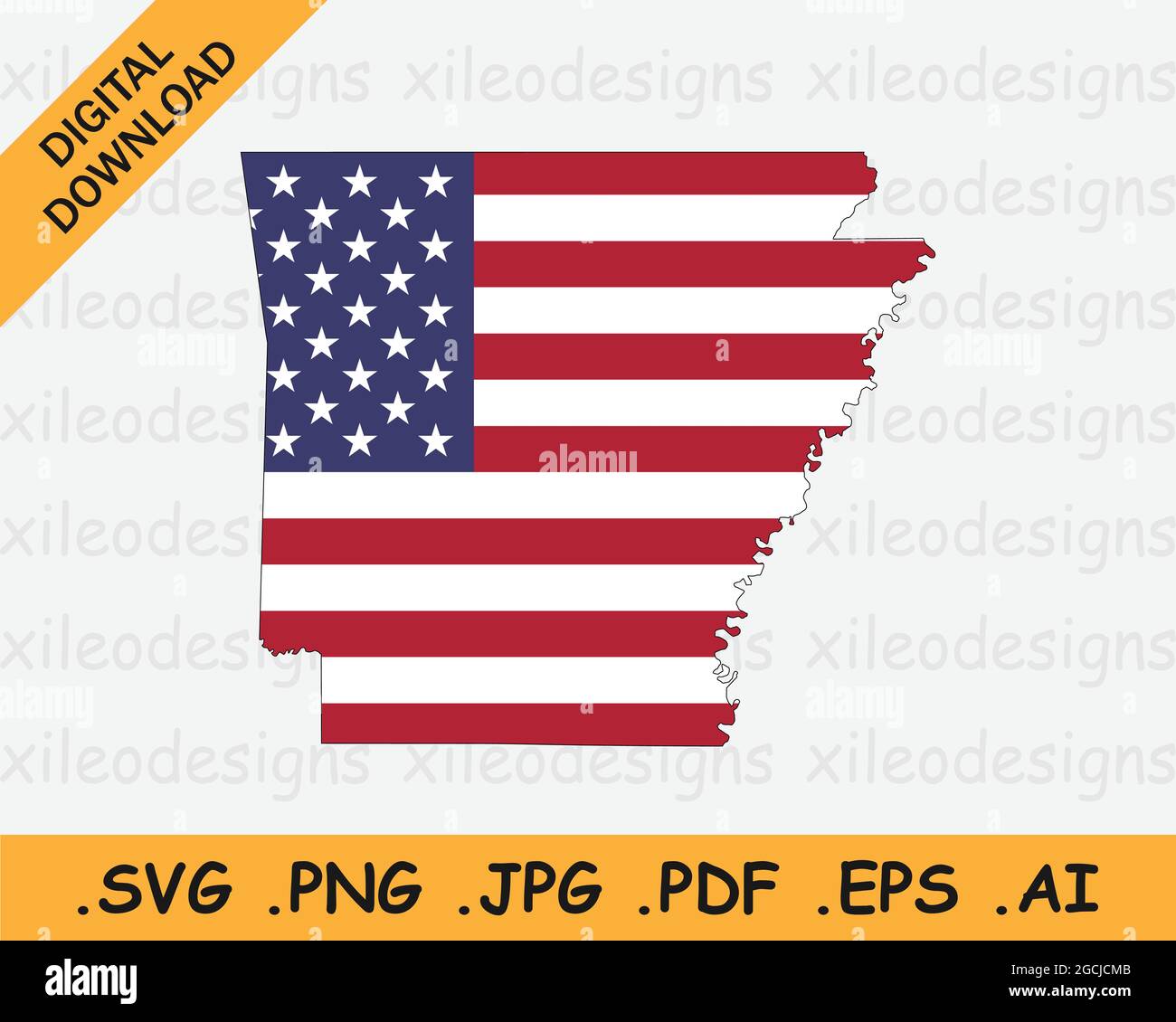 Arkansas Map on American Flag. AR, USA State Map on US Flag. EPS Vector ...
