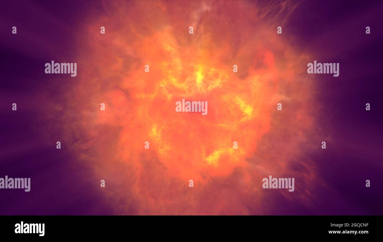 fire flame ball explosion in space, abstract illustration Stock Photo ...