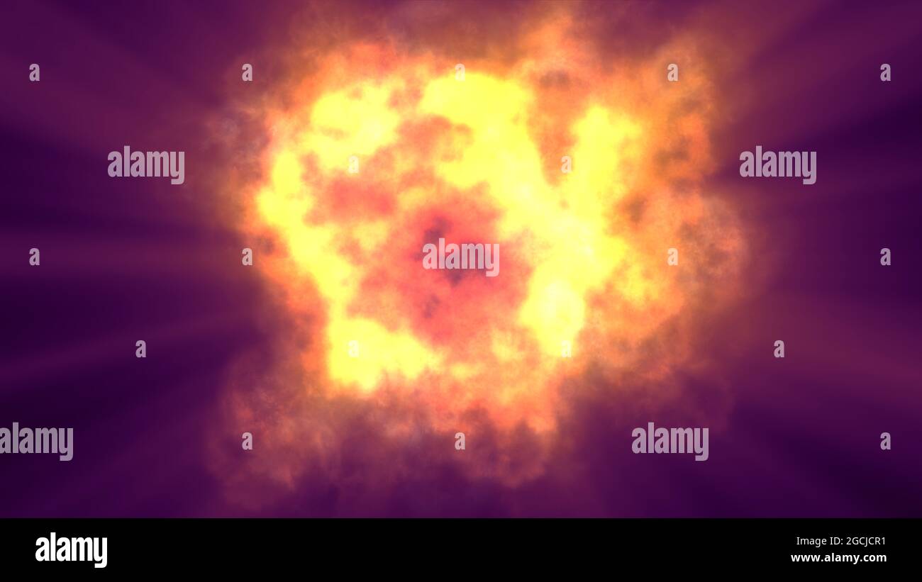 fire flame ball explosion in space, abstract illustration Stock Photo ...