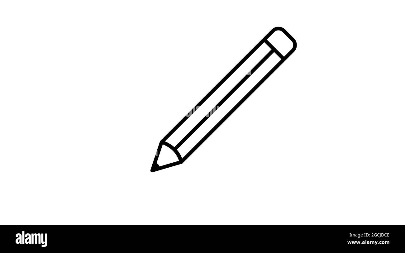Pencil Icon. Vector black and white editable illustration Stock Vector ...