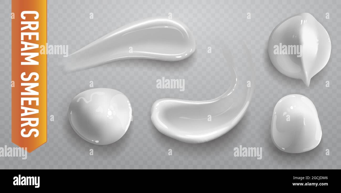 Set of realistic cosmetic cream smears. Skincare product of different ...