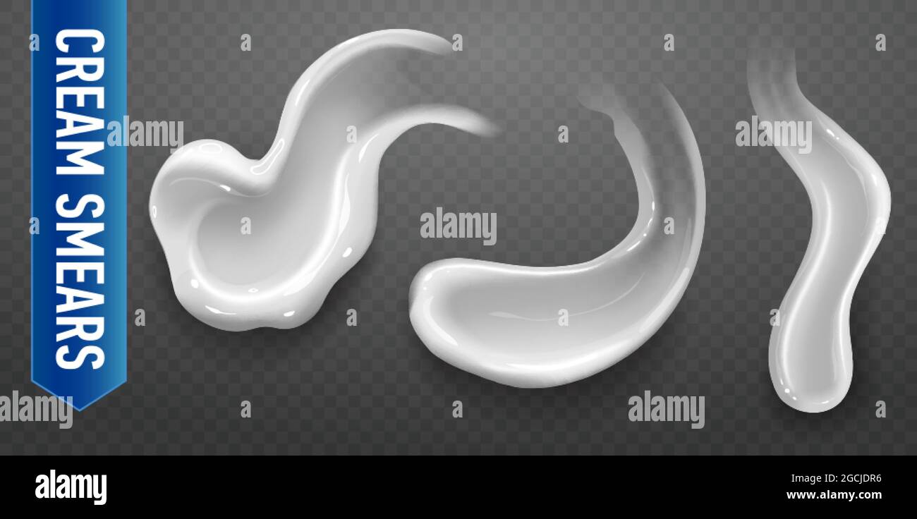 Set of realistic cosmetic cream smears. Skincare product of different ...