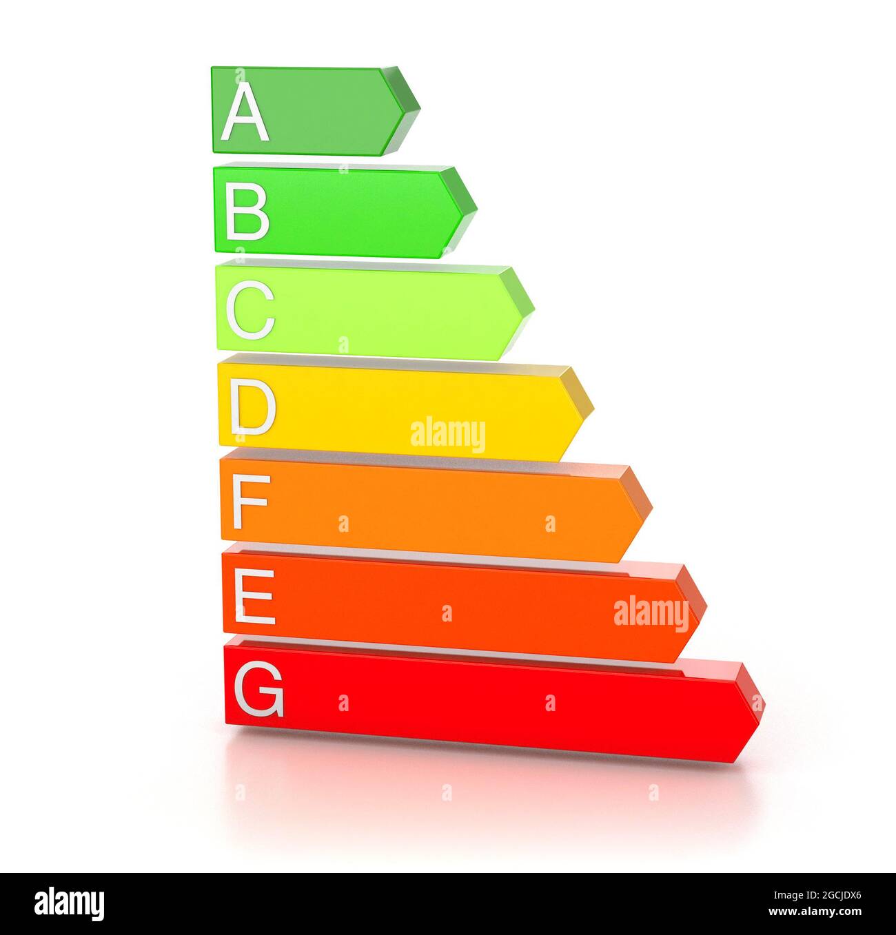 Energy efficiency rating. Colored arrows graphics. isolated on white ...