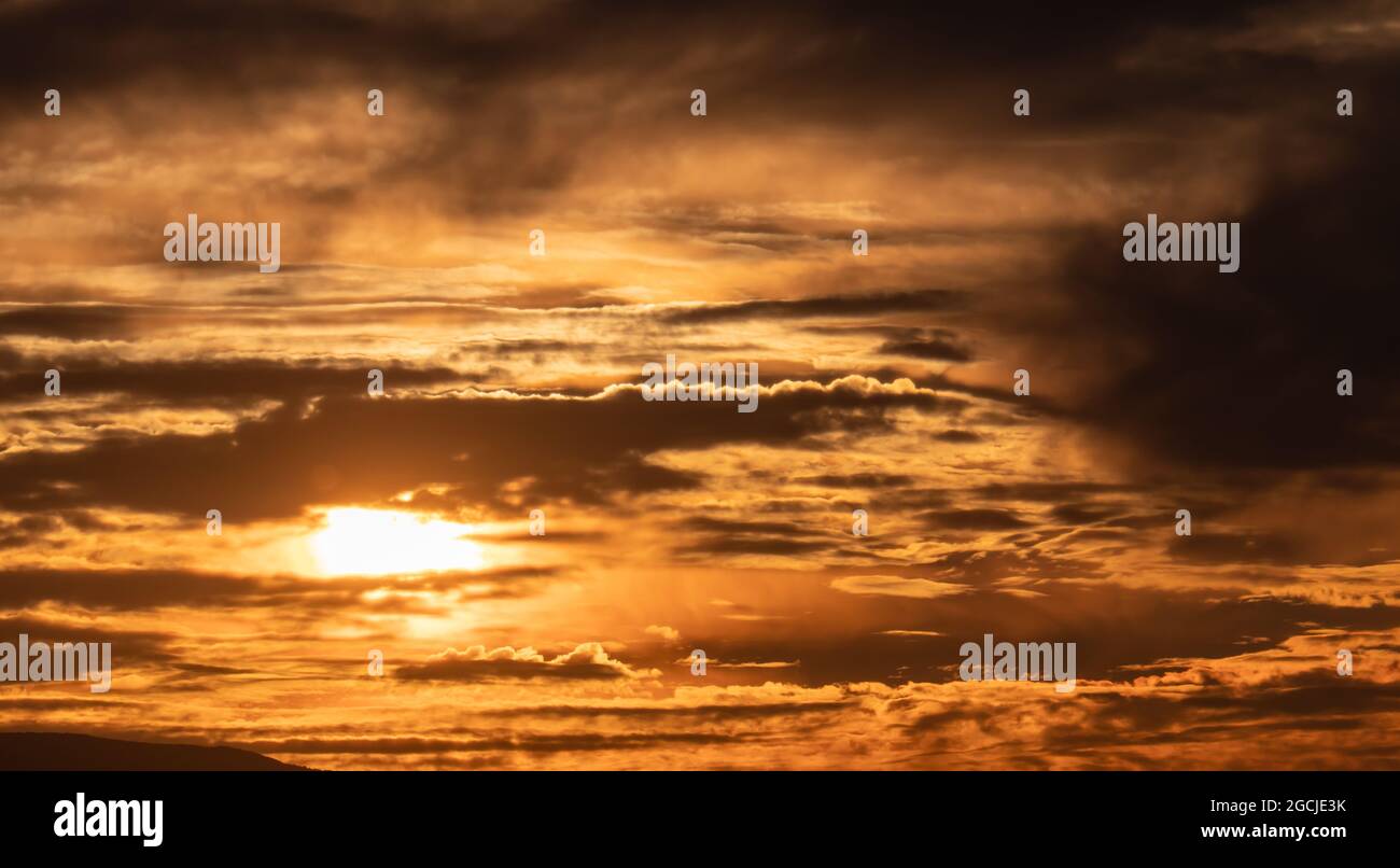 beautiful golden sunset sky landscape, natural background Stock Photo ...