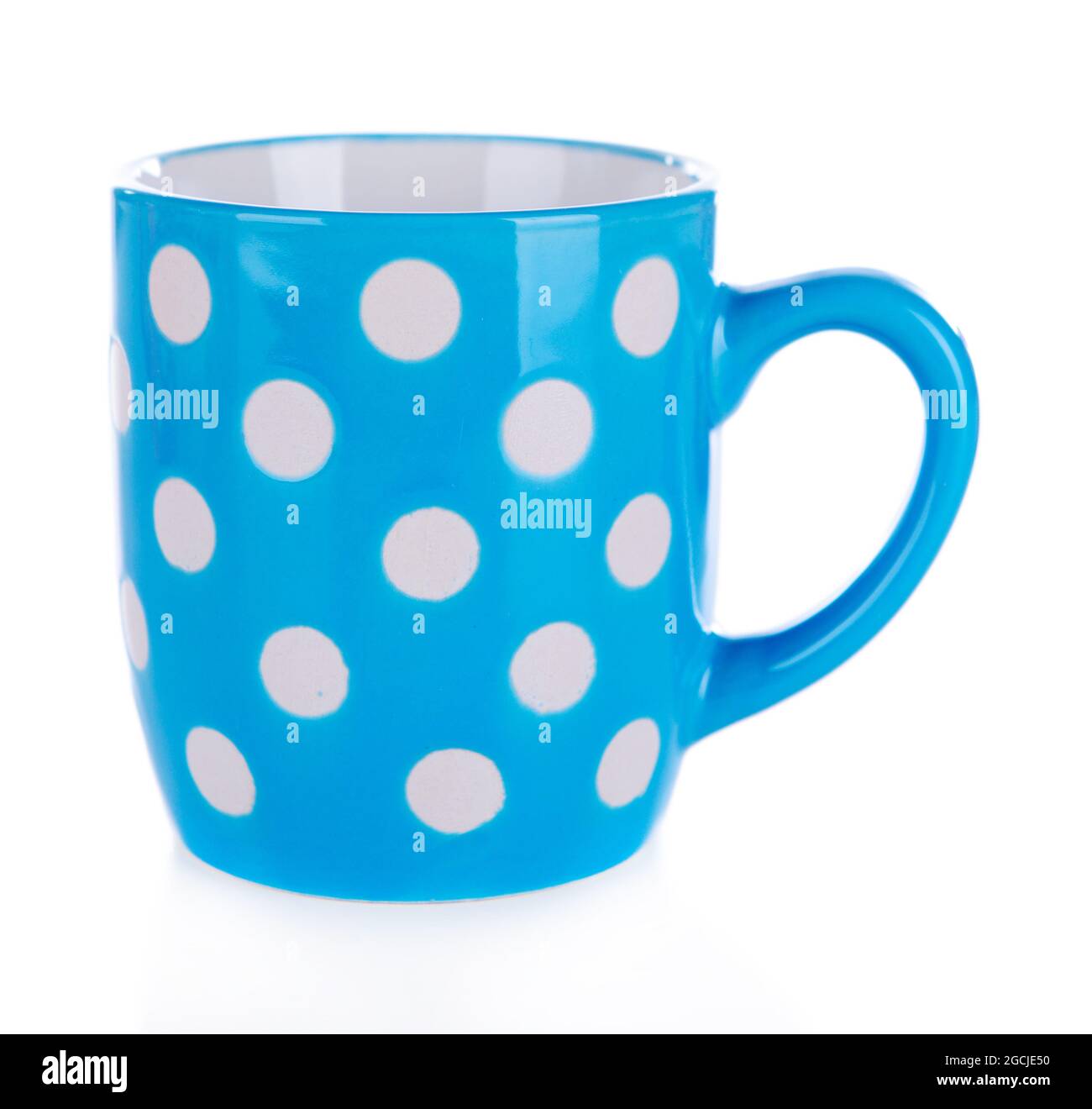 Color polka dot mug isolated on white Stock Photo - Alamy