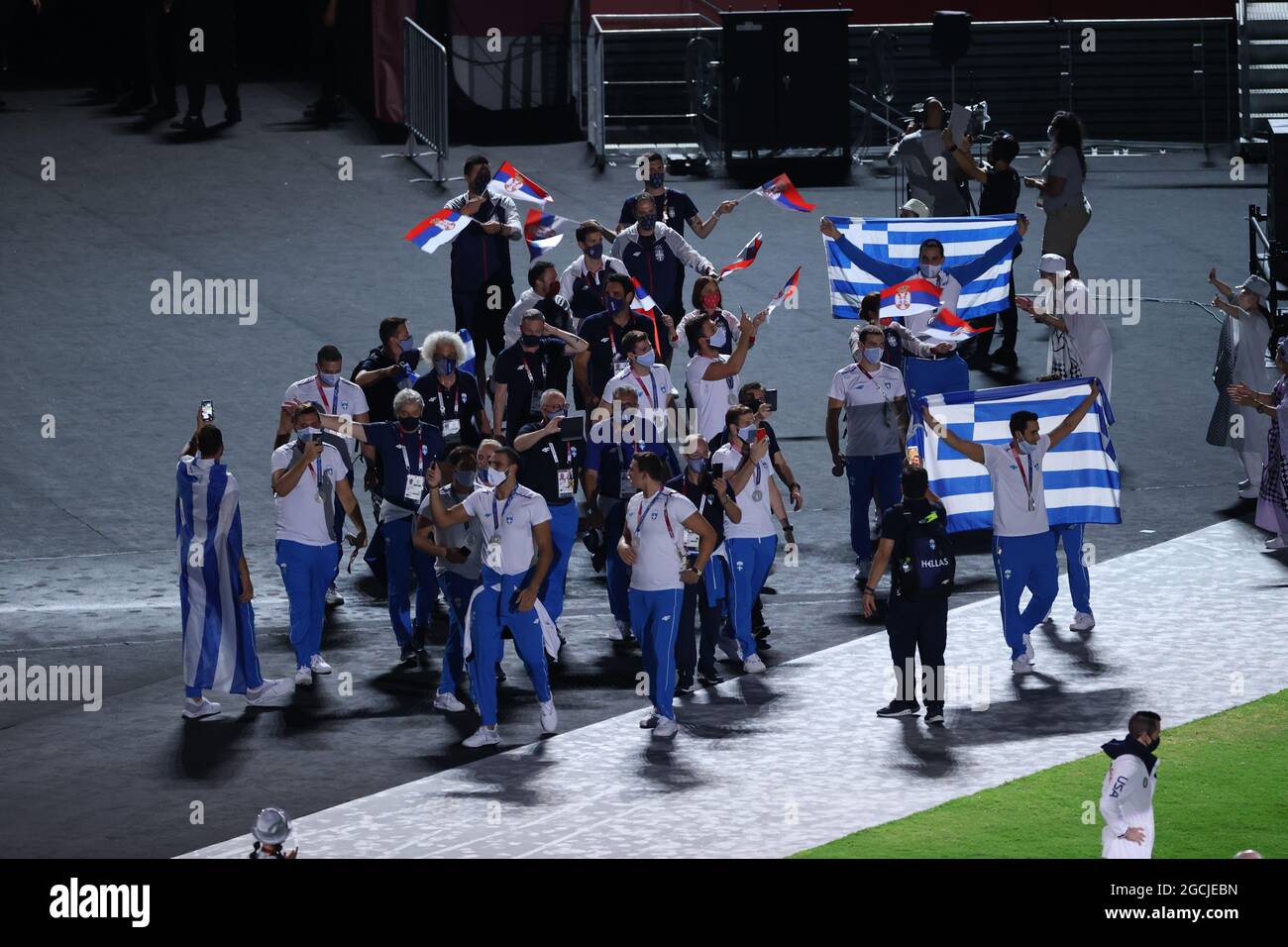 Members of the Greece Delegation (GRE) attend the Tokyo 2020 Olympic ...