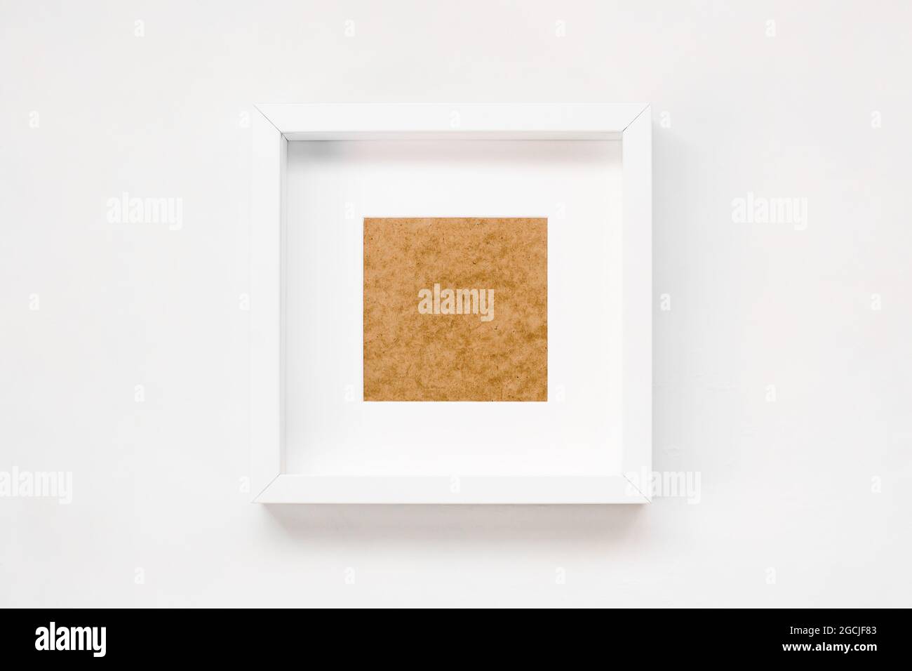 white photo frame on white background close-up mockup Stock Photo - Alamy