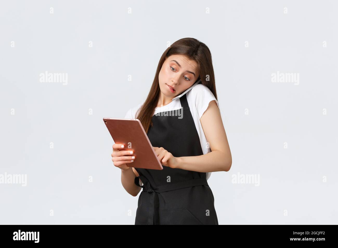 Grocery store employees, small business and coffee shops concept. Cute ...