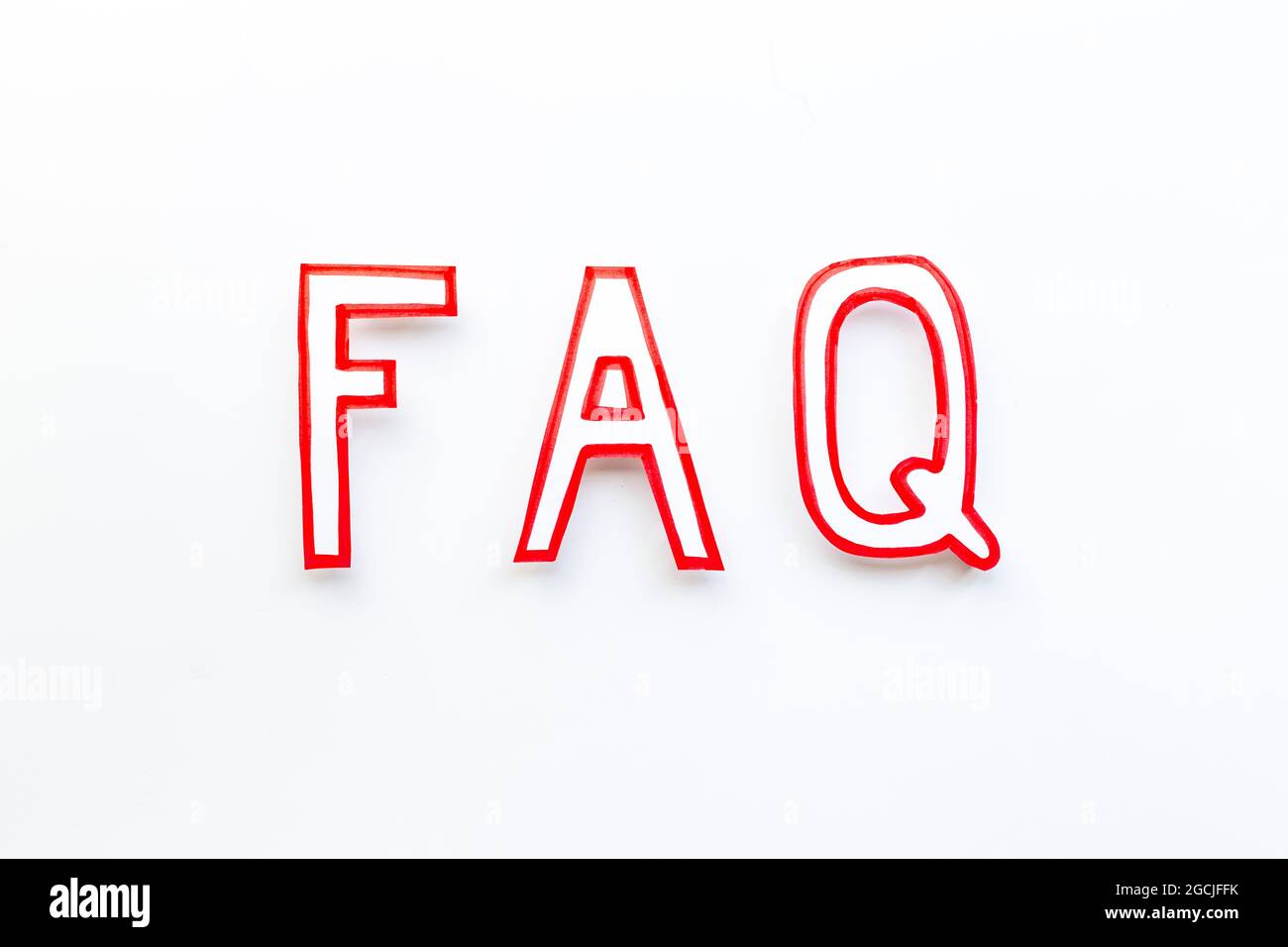 Faq - frequently asked questions - paper letters, top view Stock Photo ...