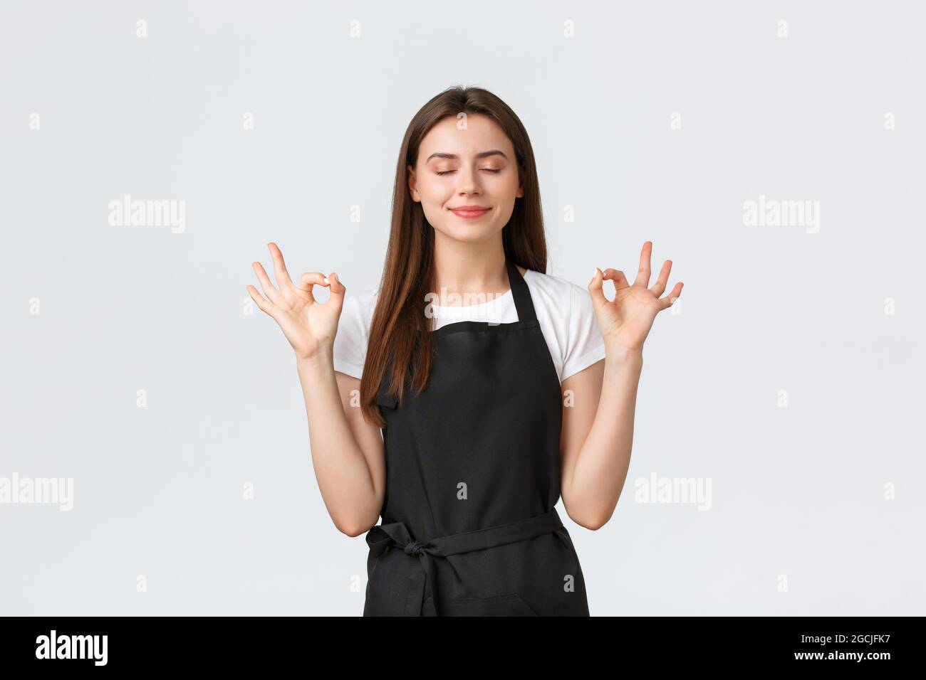 Grocery store employees, small business and coffee shops concept ...