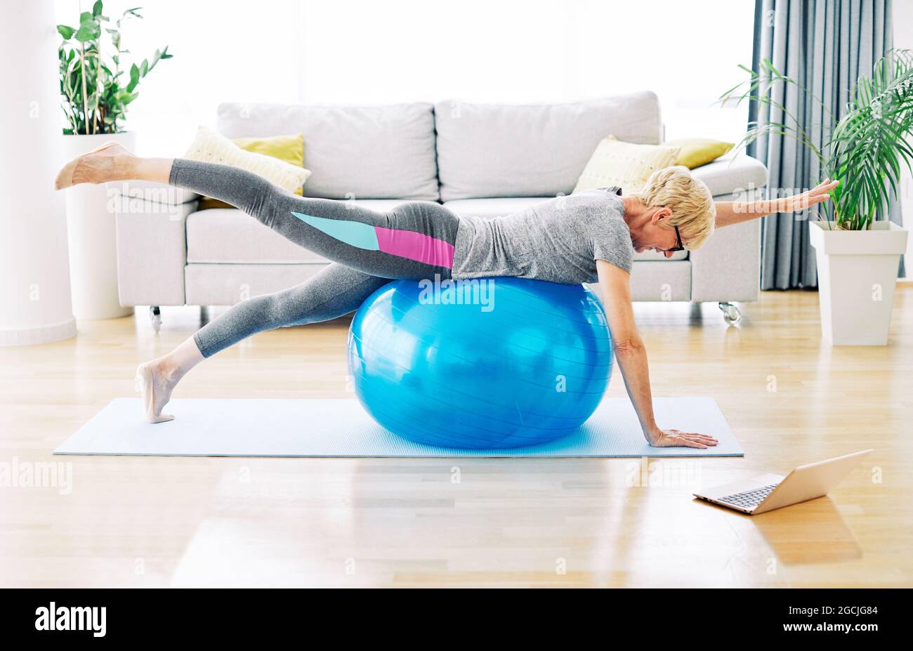 senior indoor exercise woman training lifestyle sport fitness home ...