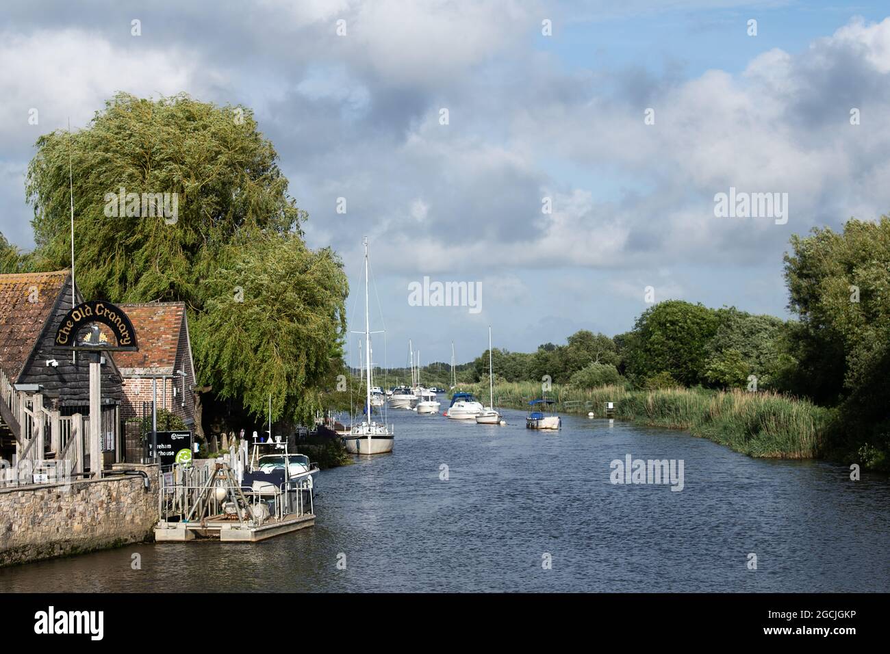 View of the river Frome from the bridge at Wareham Stock Photo - Alamy