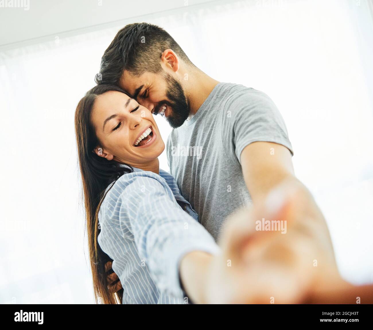 woman couple man dancing music happiness love young having fun together ...