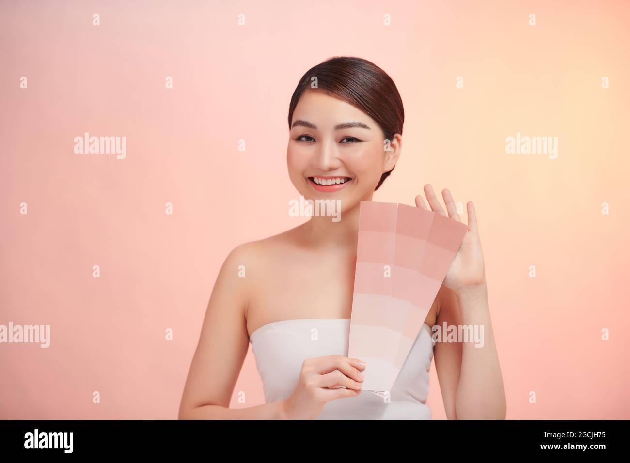 Skin tone woman healthy skin female face with different colors on paper ...