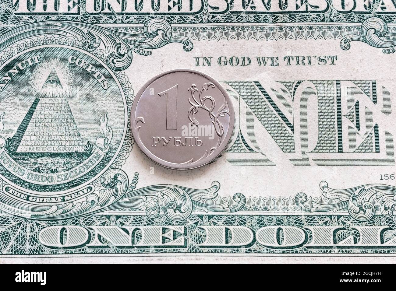 one dollar and ruble close up devaluation concept Stock Photo - Alamy
