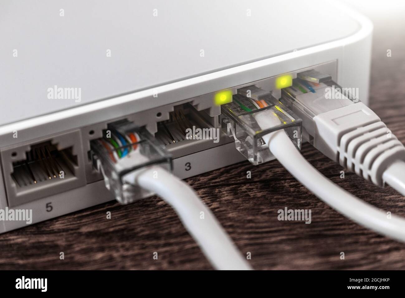 close-up internet router with internet cable Stock Photo - Alamy