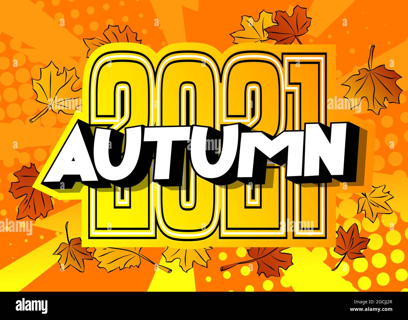 2021 Autumn - Comic book word on colorful comics background. Abstract ...