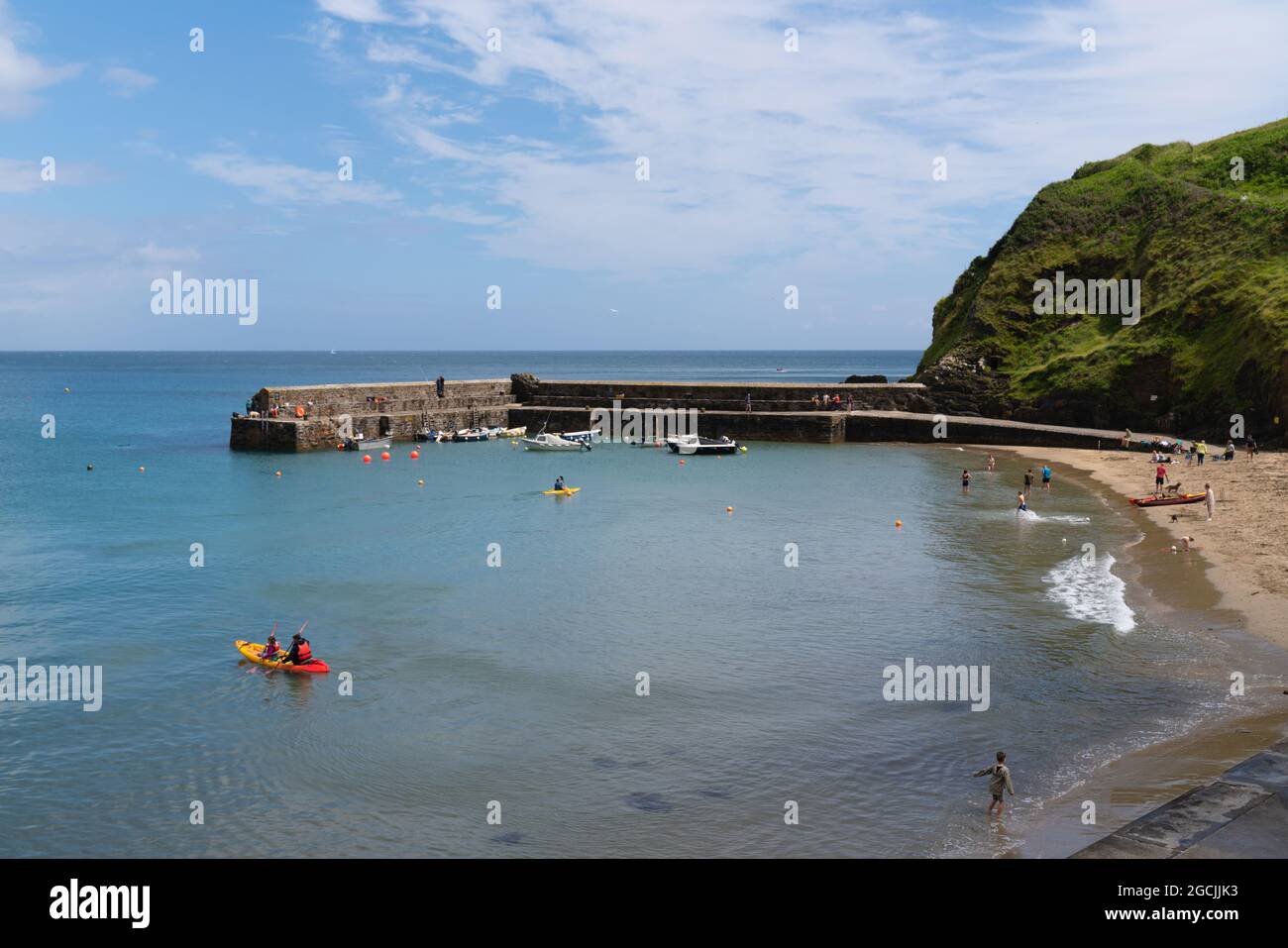 Gorran Haven Cornwall beach and harbour wall beautiful Cornish coast ...