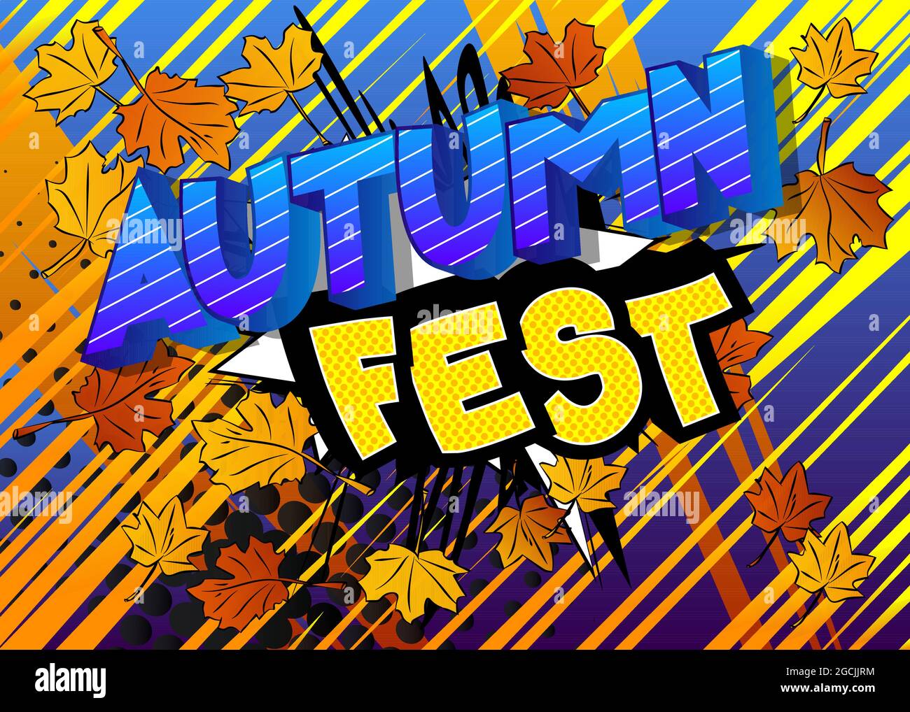 Autumn Fest - Comic book word on colorful comics background. Abstract ...