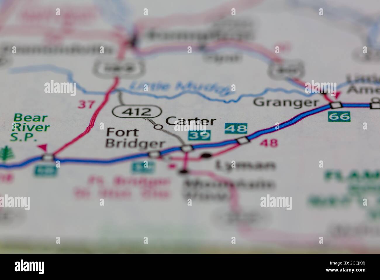 Carter Wyoming USA shown on a road map or Geography map Stock Photo - Alamy