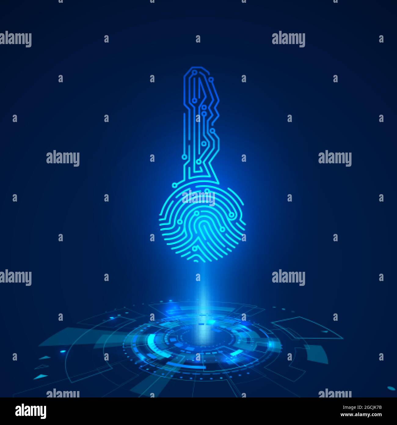 Hologram of circuit key fingerprint. Futuristic HUD elements. Sci fi ...
