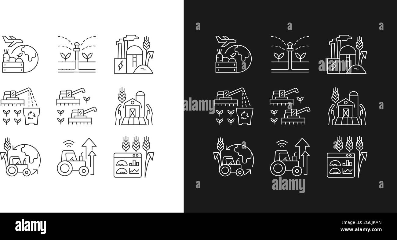 Agricultural business linear icons set for dark and light mode Stock ...