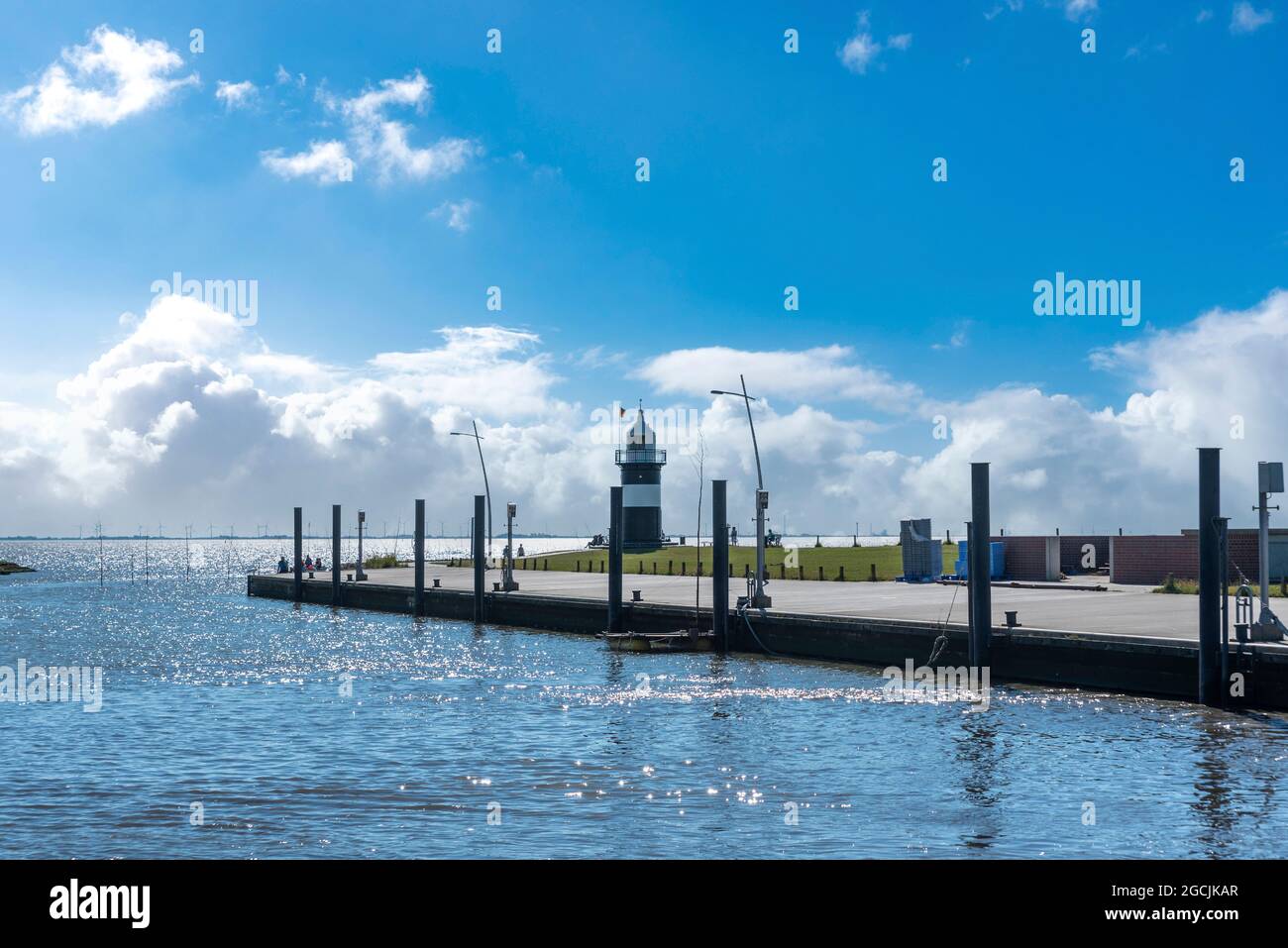 Coastal landscape with the lighthouse Little Prussian in the background ...