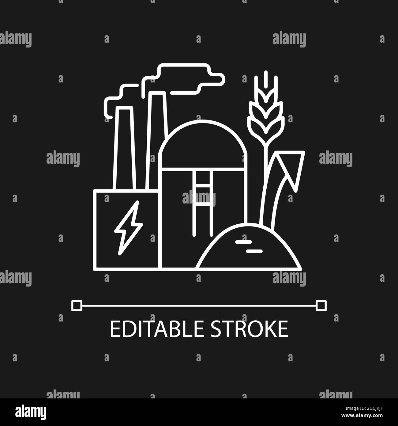 Production of biomass energy white linear icon for dark theme Stock ...