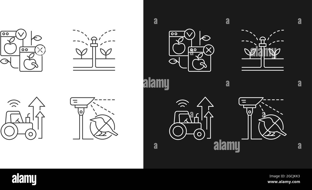 Agricultural innovations linear icons set for dark and light mode Stock ...