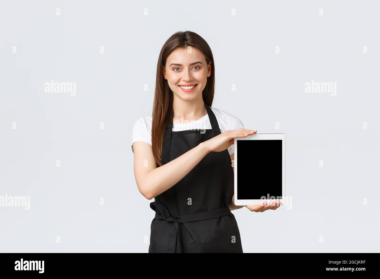 Grocery store employees, small business and coffee shops concept ...