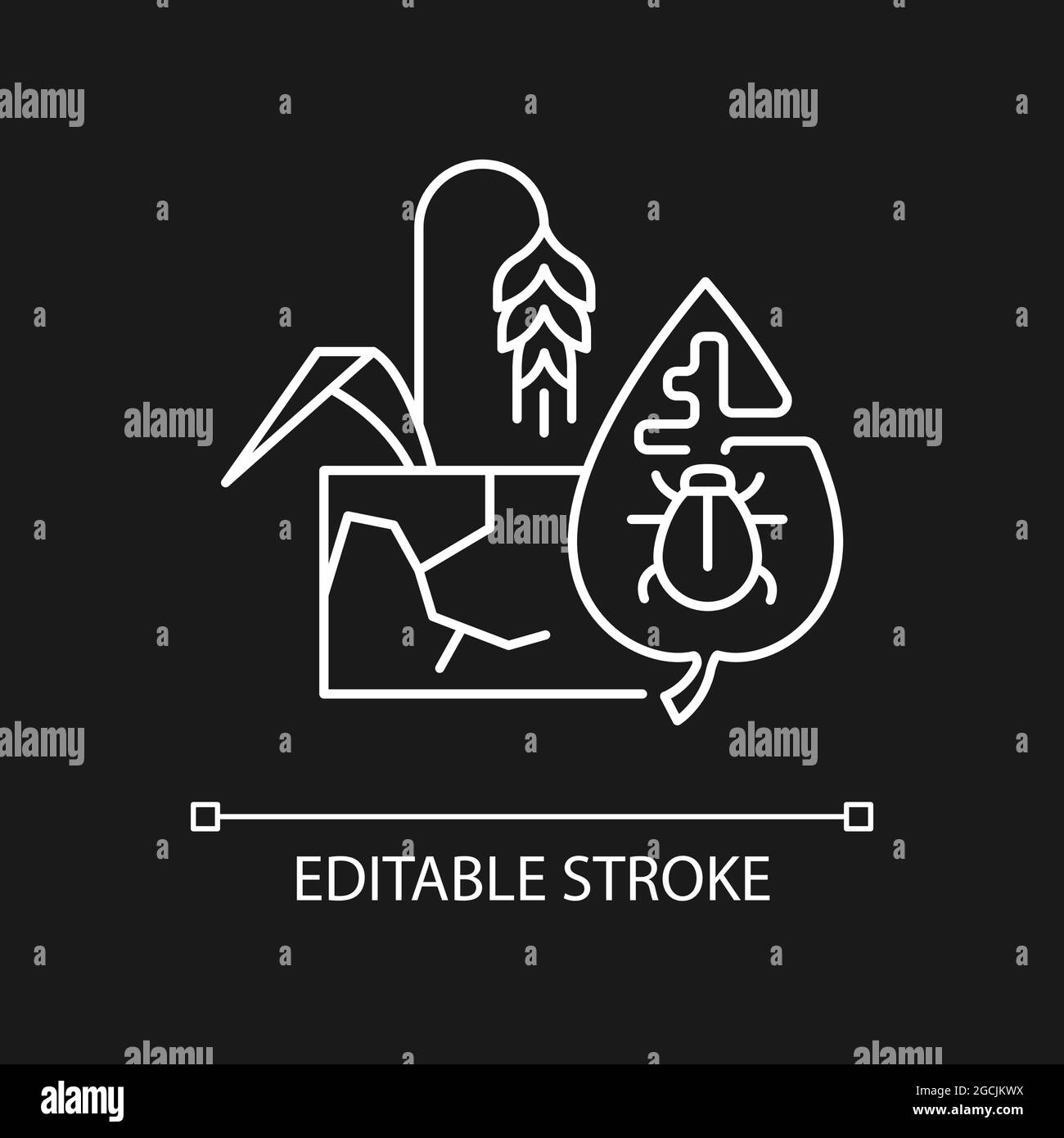 Production risks white linear icon for dark theme Stock Vector Image ...