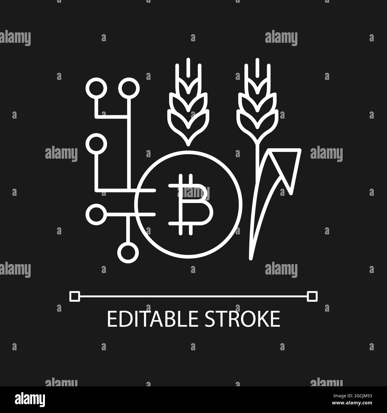 Blockchain technology in agriculture white linear icon for dark theme ...