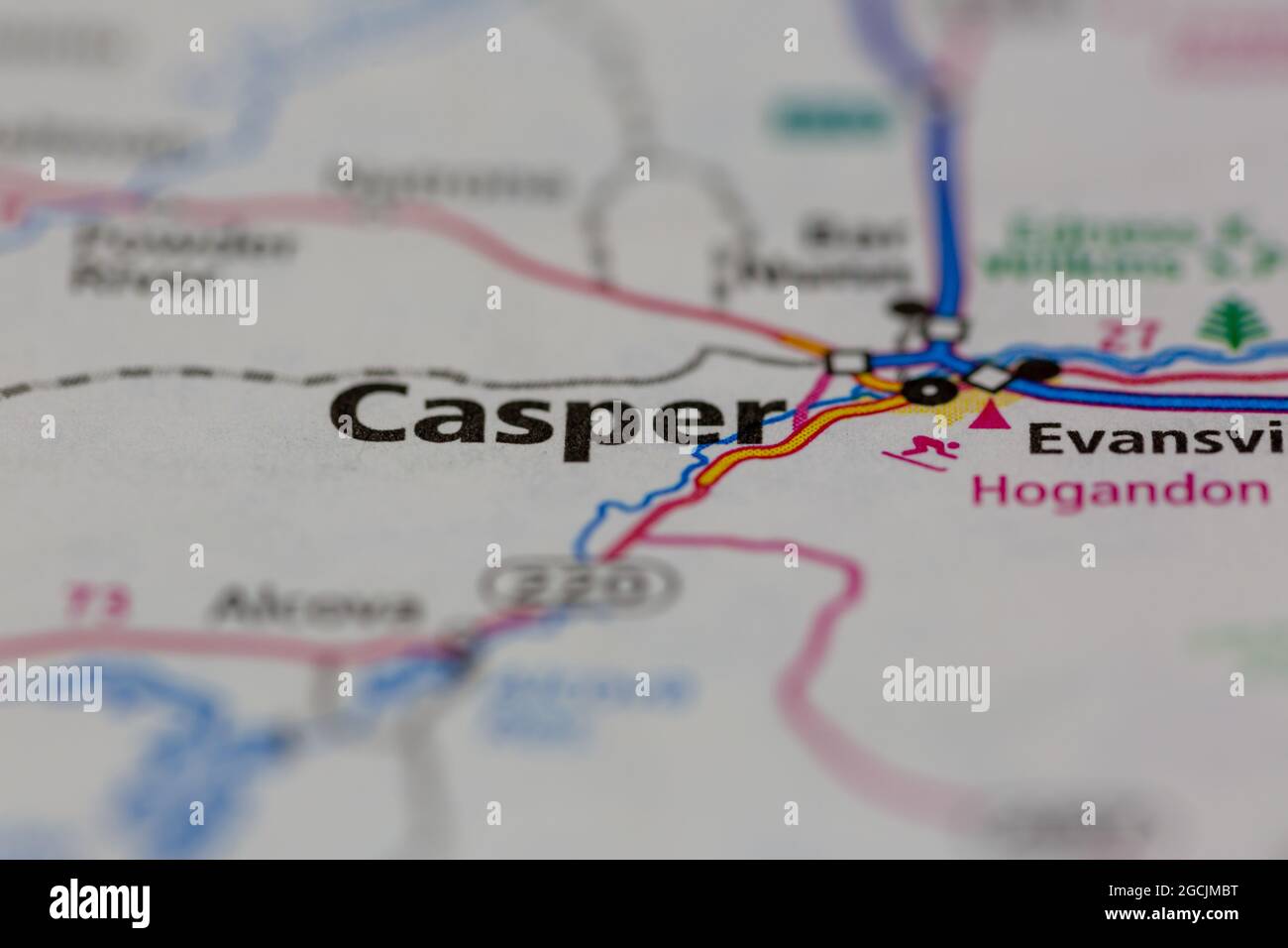 Casper Wyoming USA shown on a road map or Geography map Stock Photo - Alamy