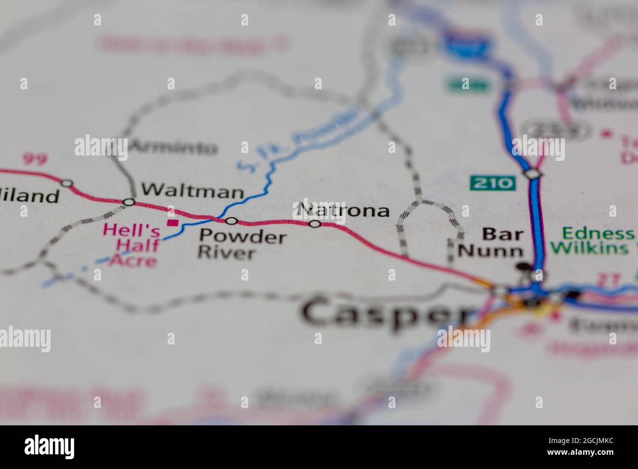 Natrona Wyoming USA shown on a road map or Geography map Stock Photo ...