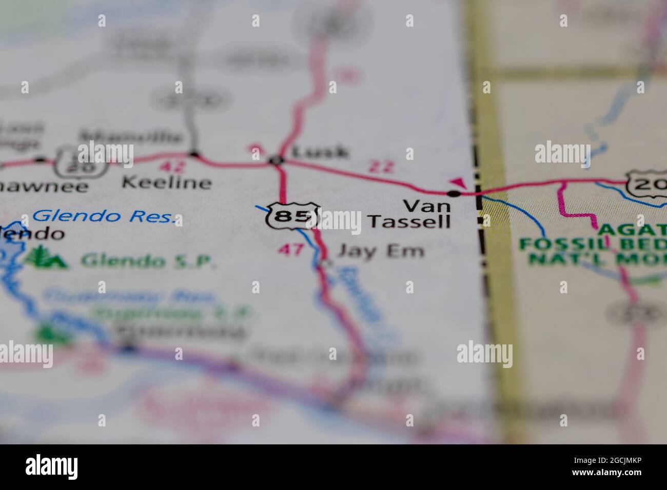 Van Tassell Wyoming USA shown on a road map or Geography map Stock ...