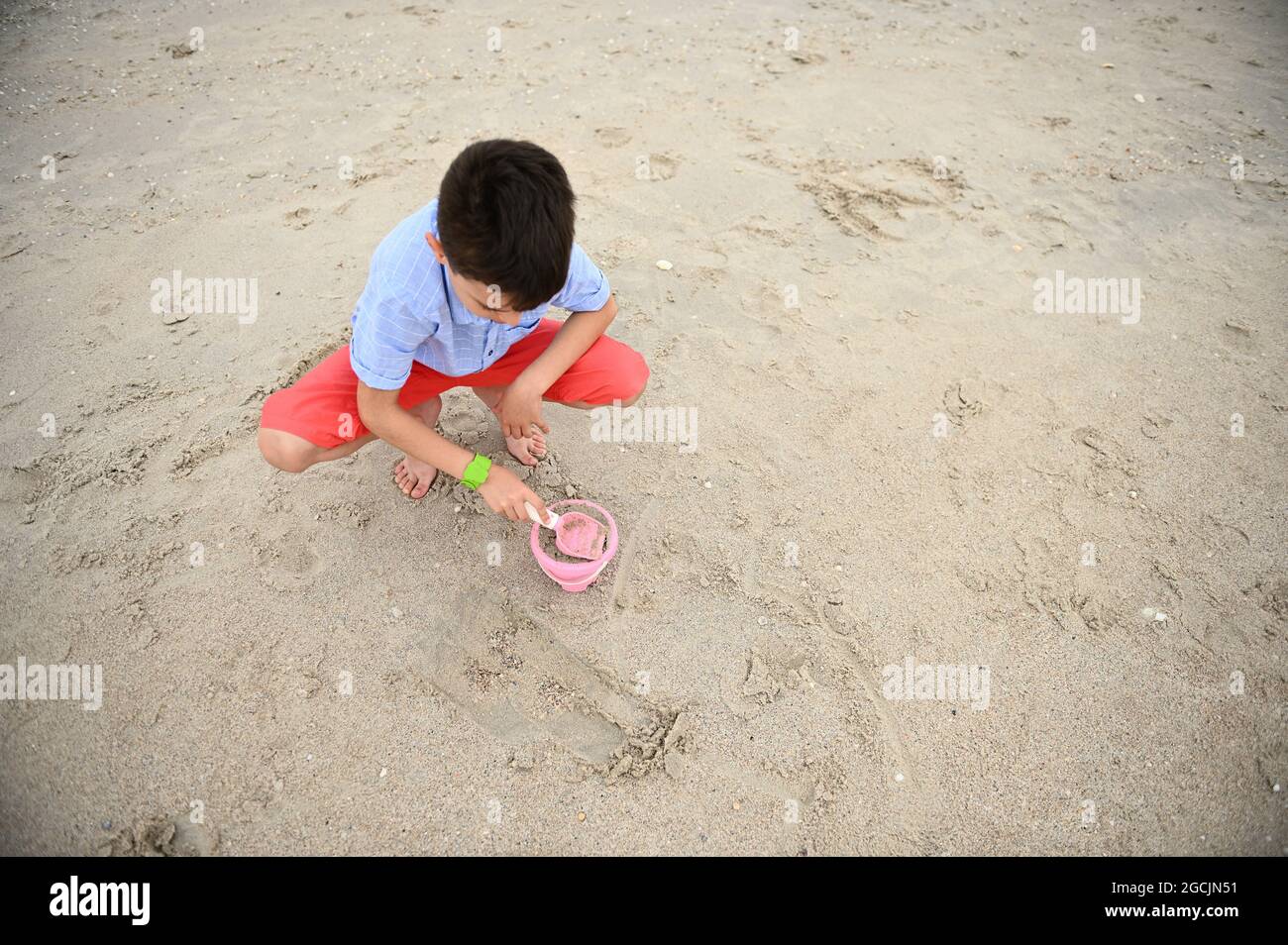 High angleview of a happy, handsome and adorable boy, child, toddler ...