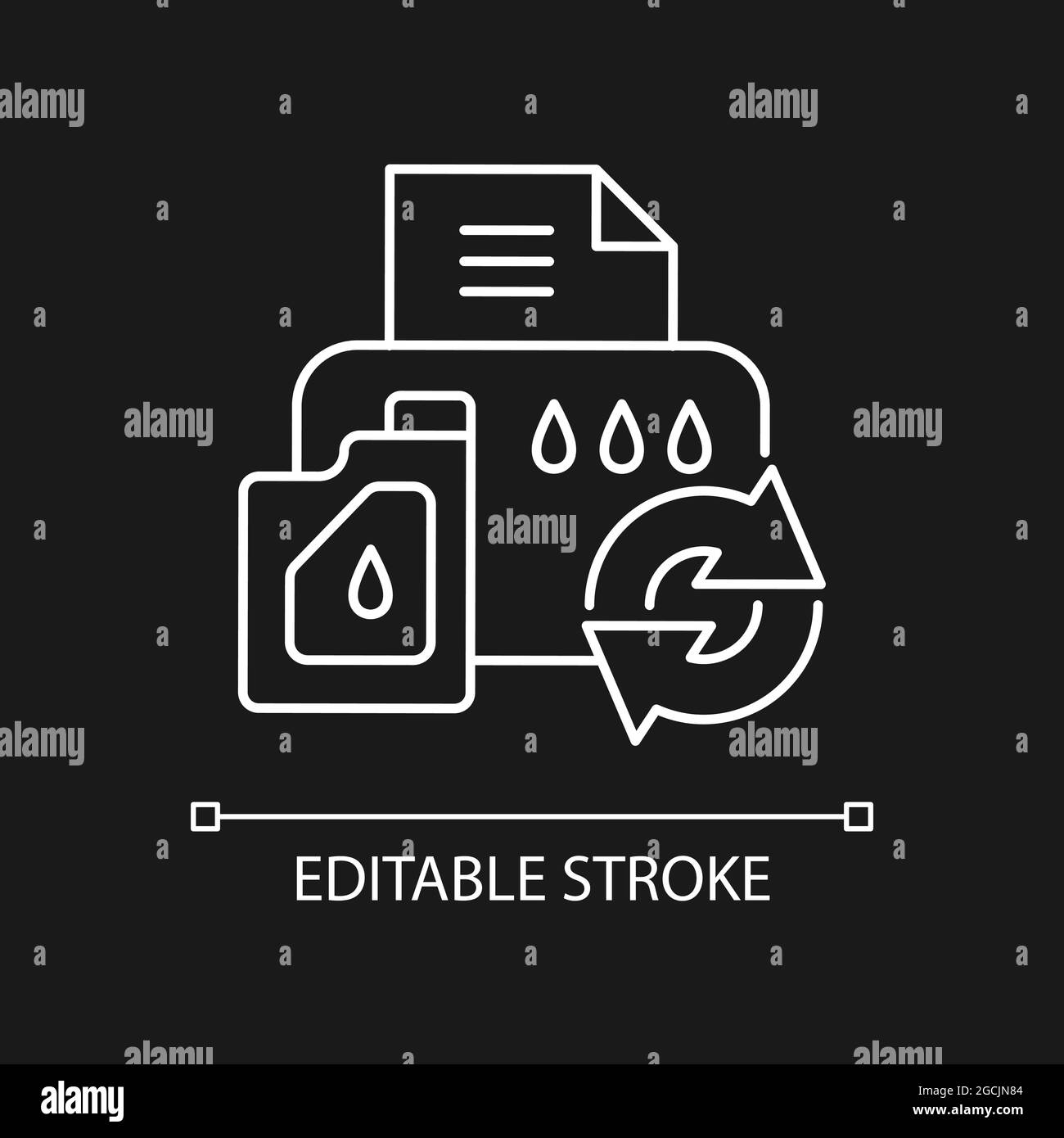 Printer cartridge refill white linear icon for dark theme Stock Vector ...