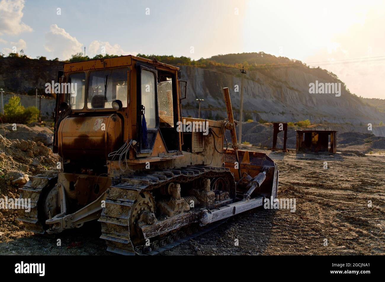 large construction vehicle industry geology excavator Stock Photo - Alamy
