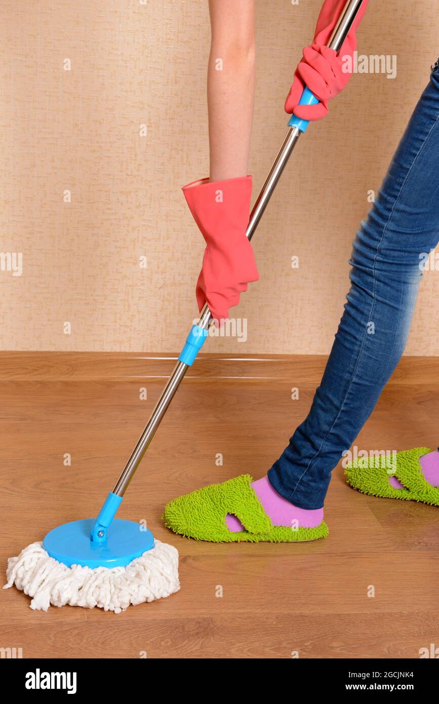 House cleaning with mop Stock Photo - Alamy