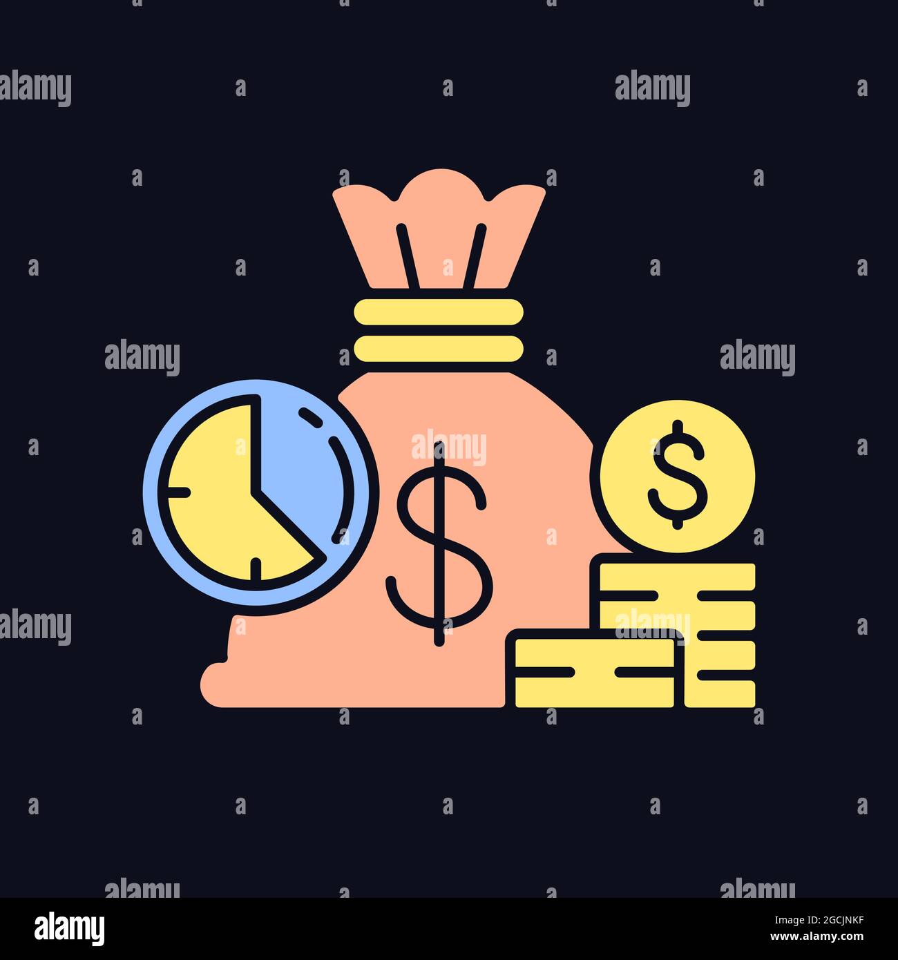 Short term deposit RGB color icon for dark theme Stock Vector Image ...