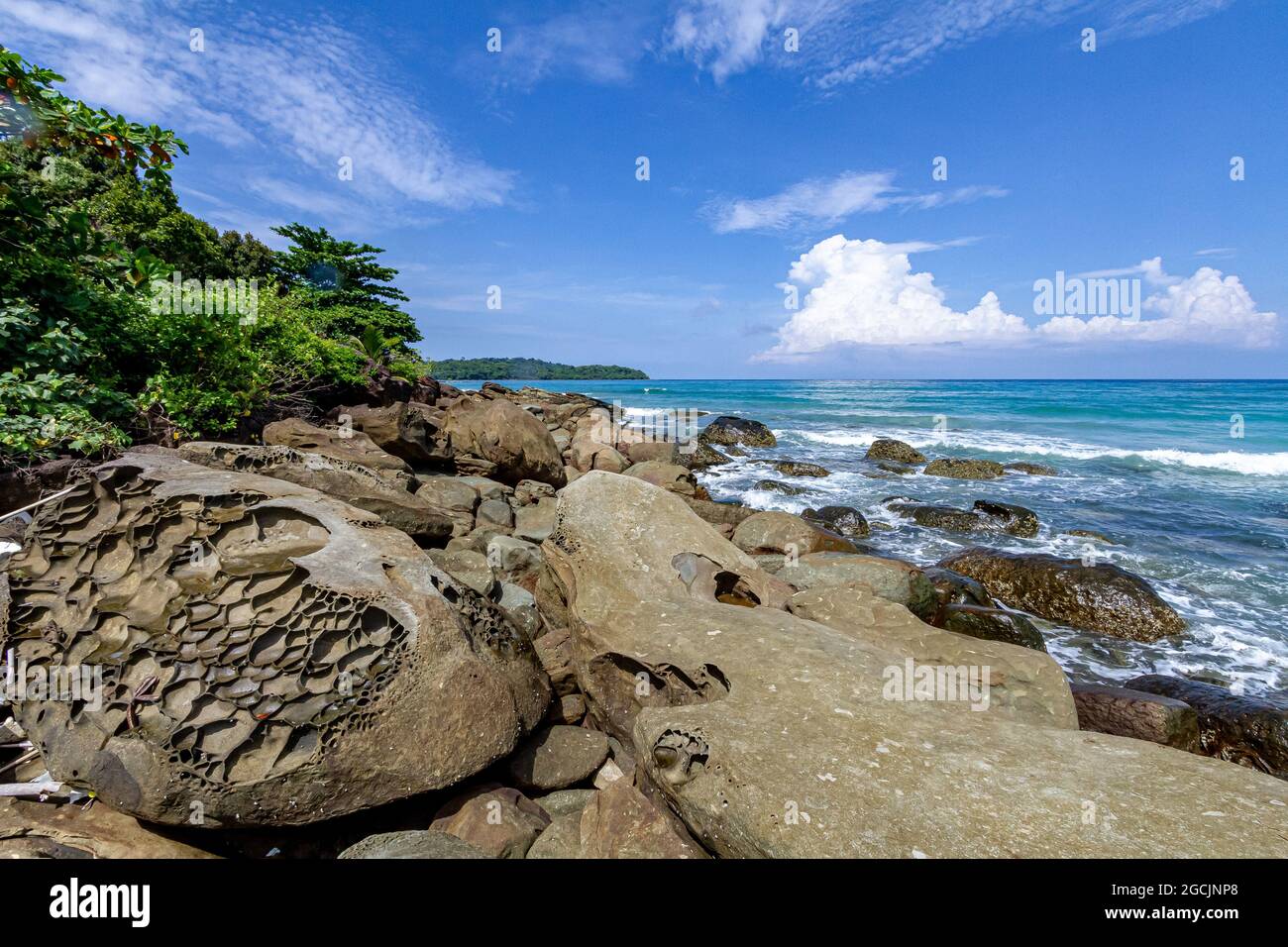 Beautiful sunny day at the beach on the island of Koh Kood (Ko Kut) in ...