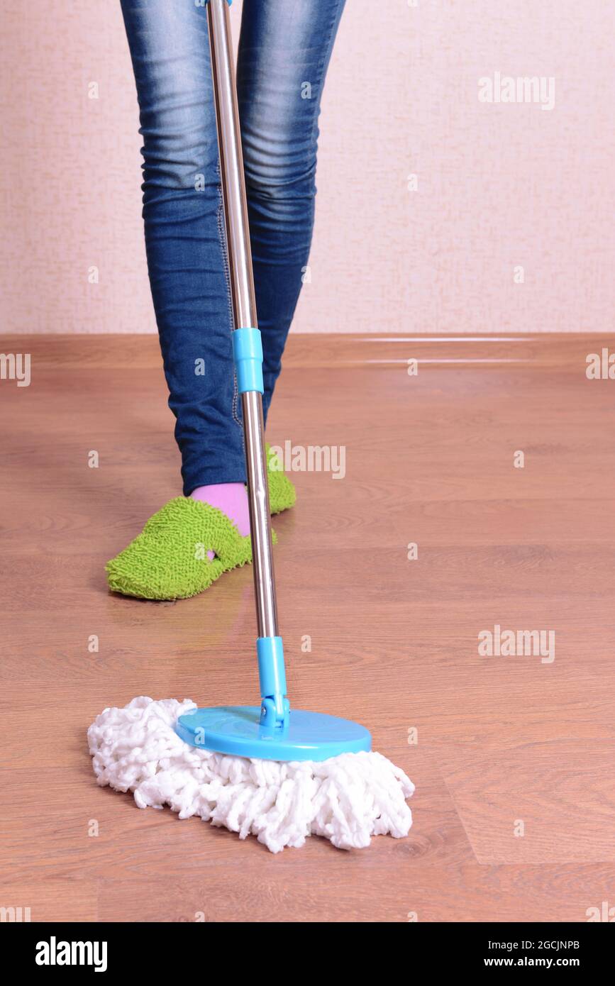 House cleaning with mop Stock Photo - Alamy