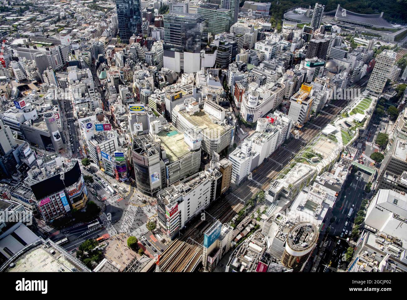 Aerial view of Tokyo, Japan, on August 09, 2021, a day after the finish ...