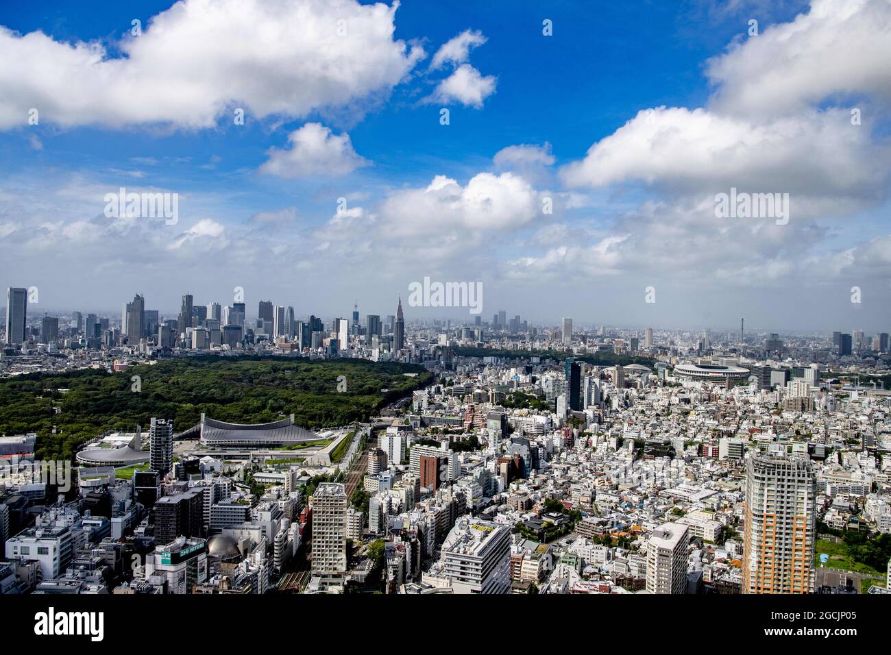 Aerial view of Tokyo, Japan, on August 09, 2021, a day after the finish ...