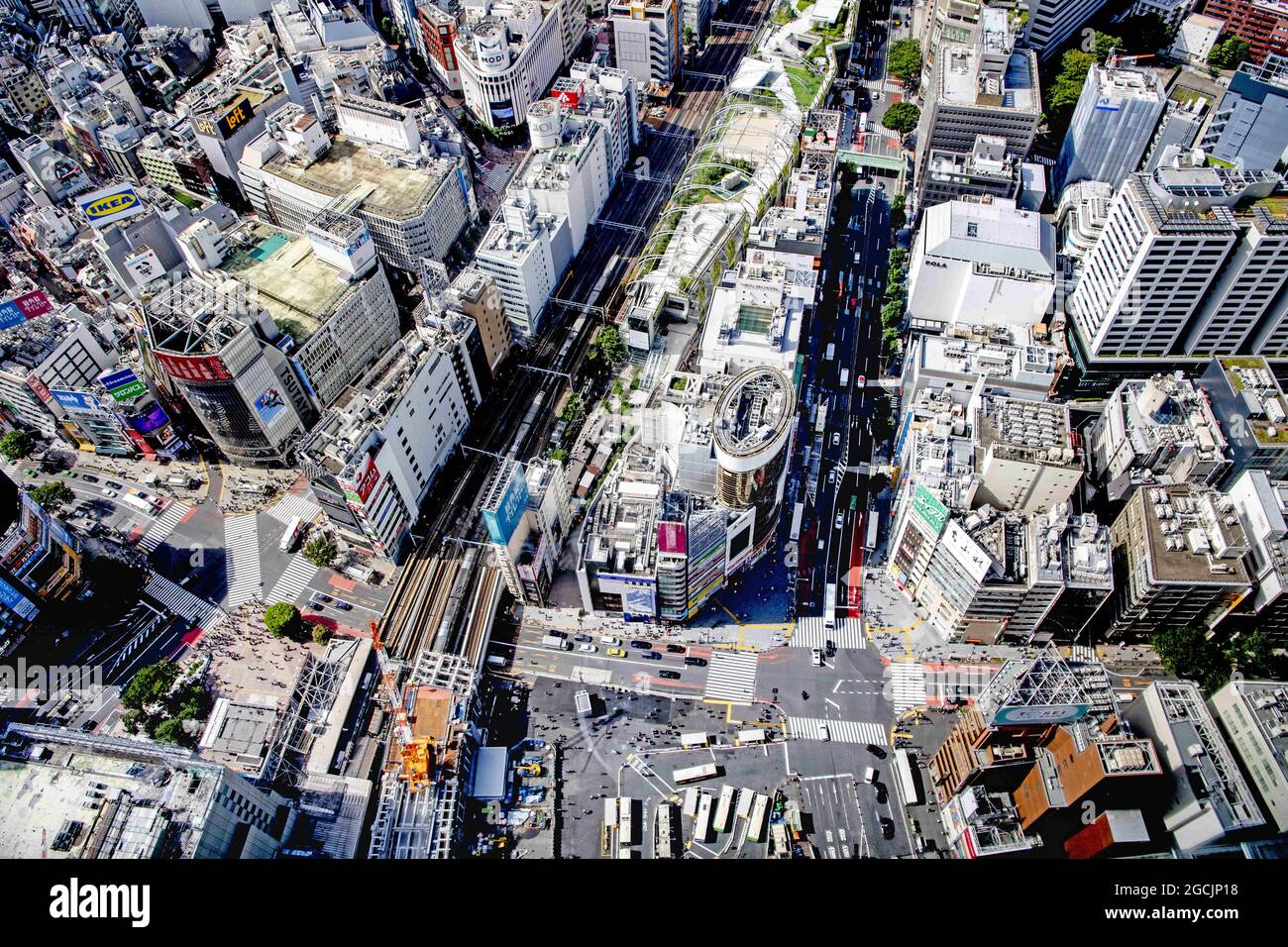 Aerial view of Tokyo, Japan, on August 09, 2021, a day after the finish ...