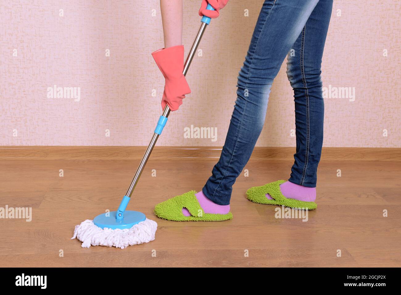 House cleaning with mop Stock Photo - Alamy